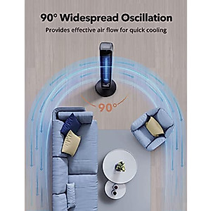 Tower Fan, 42” DC Motor Tower Fan with 28dB, 12 Speeds, 4 Modes, 90° Oscillating Fan, Night Light, 12H Timer, LED Display, Quiet Cooling Bladeless Fan with Remote for Bedroom Living Room Office