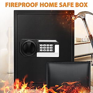 2.5 Cu ft Large Home Safe Fireproof Waterproof, Fireproof Safe with Fireproof Waterproof Document Bag, Combination Lock and Removable Shelf, Fire Safe Box for Home Important Documents Valuables