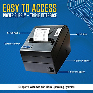 SNBC 132041-NPV Model BTP-R880NPV Thermal Receipt Printer; Blazing Fast 310mm/Second Print Speed; Adjustable Paper Near-End Sensor; Includes Standard USB, Serial and Ethernet Interfaces