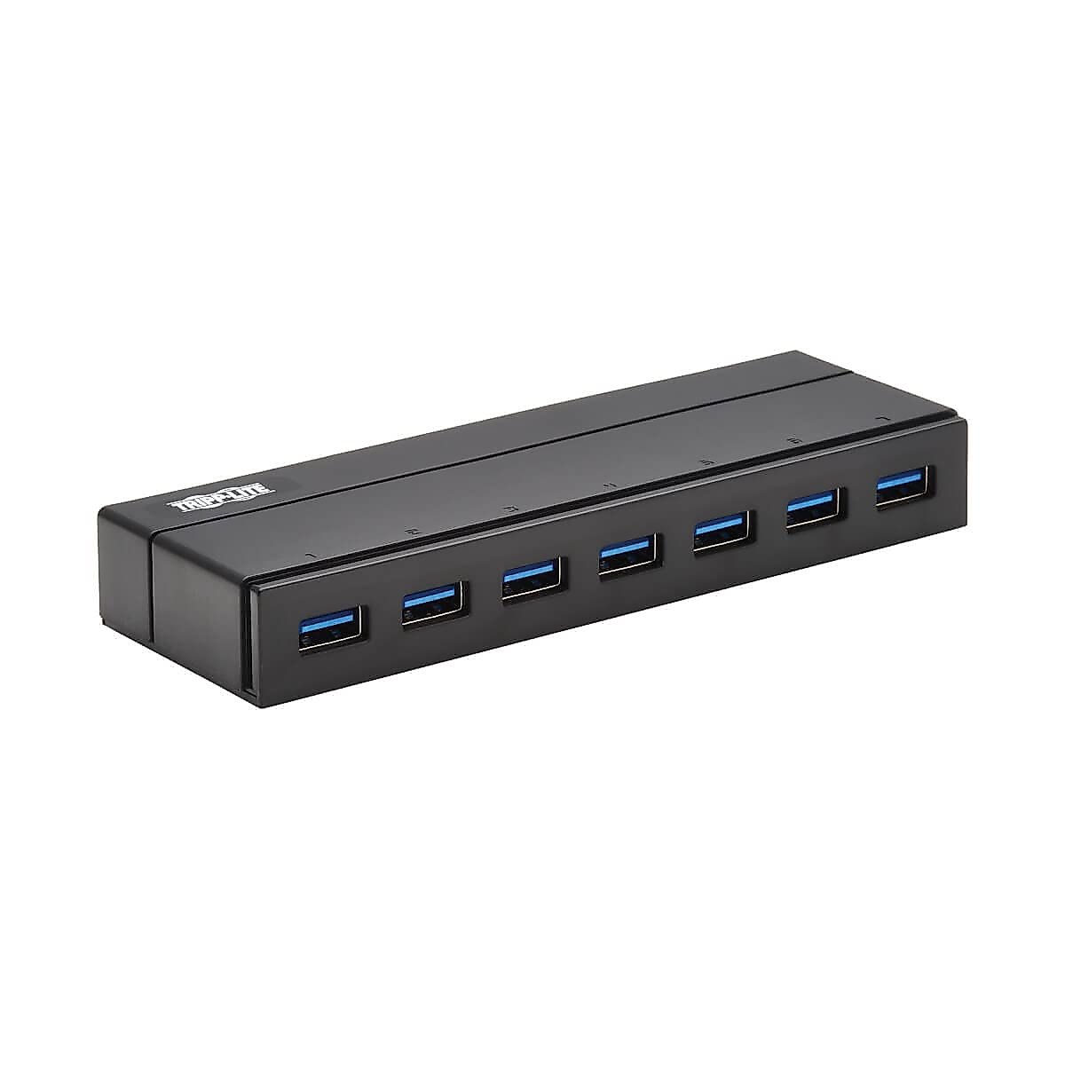 Tripp Lite 7-Port USB-A Mini Hub - USB 3.2 Gen 1, Up to 5 Gigabits per Second, Plug-and-Play No Software Needed, International Plug Adapters for UK, EU, & Australia - 1-Year Warranty (U360-007-INT)