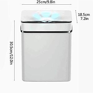 LXXSH 15L Household Trash Can with Lid Living Room Bedroom Induction Trash Can Rectangular Electric Trash Can,Powered by 4AA Batteries (not Included) (Size : A)