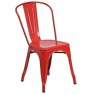 Flash Furniture Commercial Grade 4 Pack Red Metal Indoor-Outdoor Stackable Chair