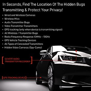 SleuthGear Maxi-Tech Defender Bug Detector - Find GPS Tracker & Wireless Camera - Audio Spy Bug Sweeping Device - Hidden GPS Tracking Finder - Cam Finder - 10g Law-Grade Anti Spy Detector
