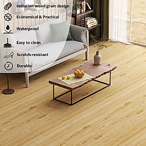 Freshtour Vinyl Flooring Roll, Wood Grain Peel and Stick Floor Tiles 23.6"x 118"/19 Sq.Ft, Wear-Resistant and Waterproof Vinyl Plank Flooring for Bedroom Living Room Kitchen RV Office, Nature Wood