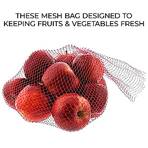 Vegetables Storage Mesh Bag for Fridge - 200Pcs 13.7 IN Drawstring Mesh Bag Produce Bags Reusable Washable Onion Storage Tote Bag Farmers Market Bag - Fruit Bags Grocery Bag Shopping Bag Onion Netting