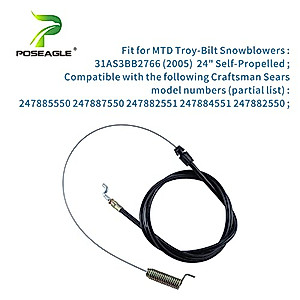 POSEAGLE 946-04256 Clutch Cable Compatible with MTD 946-04256, Craftsman 946-04256, 946 04256, MTD 746-04256, Craftsman 746-04256, 746 04256