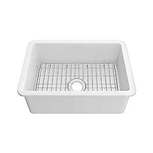 Whitehaus Collection Undermount/Drop-in Fireclay Kitchen Sinks, Stainless Steel Grid Included