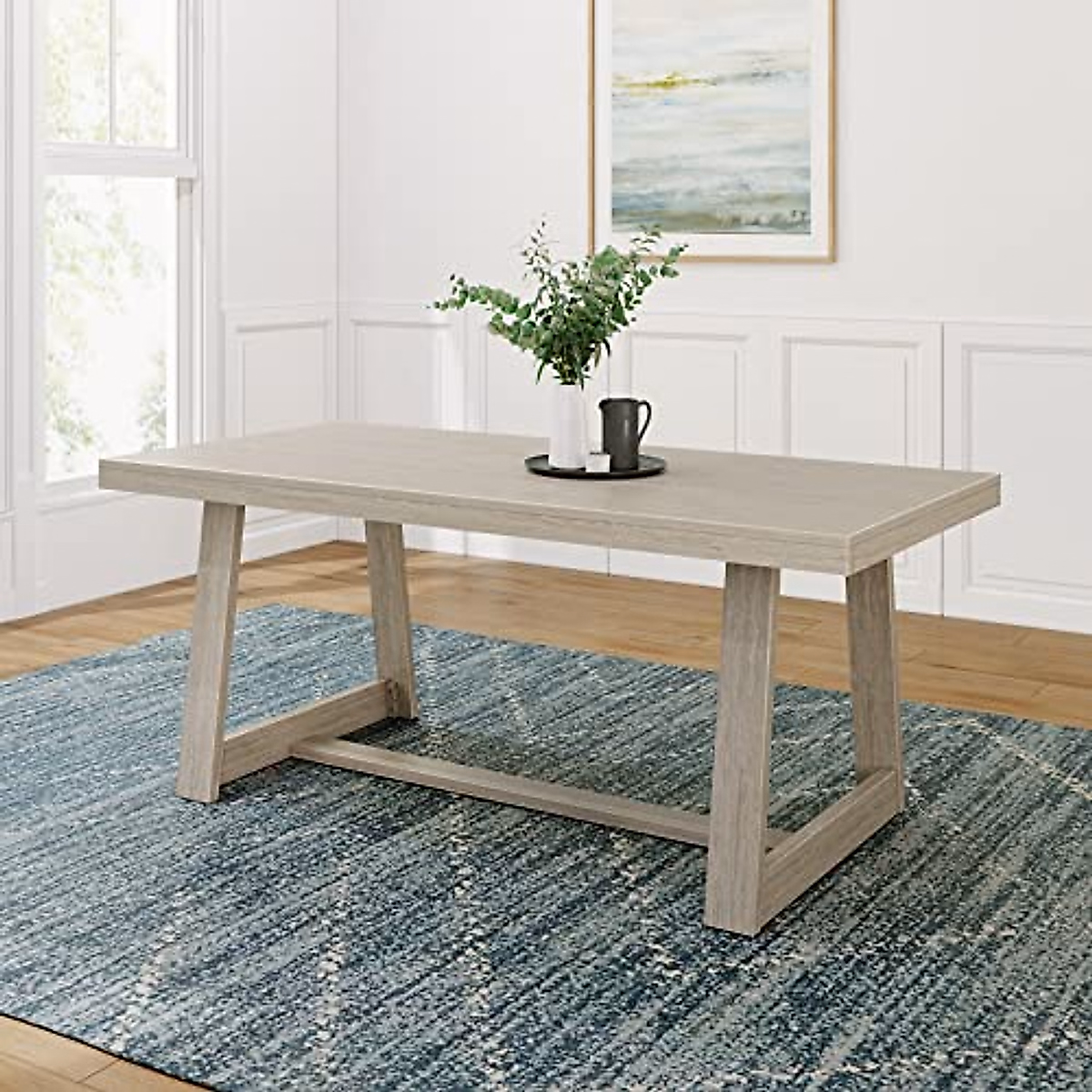 Plank+Beam 72 Inch Dining Table, Solid Wood Kitchen Table, Dinner Table for Dining Room, Seashell Wirebrush