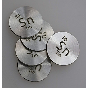 Tin (Sn) 24.26mm Metal Disc 99.9% Pure for Collection or Experiments