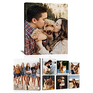 Hoomall Personalized Custom Canvas Prints, Custom Canvas Print with Your Photo, Crude Wood Photo Frame, Perfect for Home Decor, Gifts & Keepsakes, Variety of Sizes