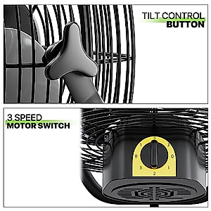 Magshion 16.5" High-Velocity Metal Floor Fan 1596 CFM 3-Speed Industrial Shop Fan for Garages, Basements and Gyms, Black