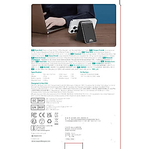 ESR 5,000mAh Wireless Power Bank Wallet with USB-C Cable (HaloLock), Compatible with MagSafe Battery Pack, Wireless Portable Charger, Magnetic Wallet for iPhone 15/14/13/12 (Except 13/12 Mini), Black