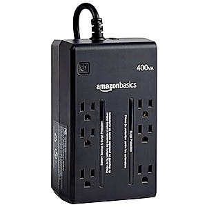 Amazon Basics Standby UPS 400VA 255W Surge Protector Battery Power Backup, 6 Outlets - Black