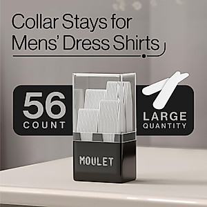 Moulet 56 Collar Stays for Men's Dress Shirts - Premium Dress Shirt Collar Inserts, 4 Sizes - Plastic Collar Stays for Men (Plastic)