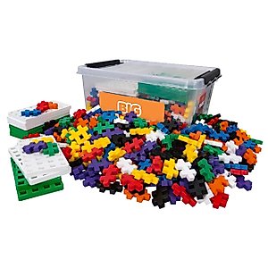 Plus Plus Big - 400 Big Pieces in Storage Tub - Basic Color Mix w/ 10 Baseplates - Construction Building Stem/Steam Toy, Interlocking Large Puzzle Blocks for Toddlers and Preschool