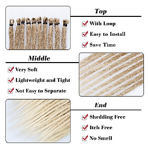 Leeven 24 Inch Synthetic Dreadlock Extensions 20 Strands Hippie Single Ended Dreads Ombre Blonde 0.6 cm Width Loc Extensions Reggae Style Crochet Hair for Women