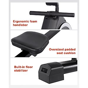 ECHANFIT Magnetic Rowing Machine for Home use，Foldable Rower Whit 350 LB Weight Capacity 16 Levels，Rower Machine Whit Adjustable Resistance LCD Monitor and Tablet Holder