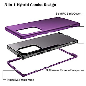 WeLoveCase for Galaxy Note 20 Ultra Case, Cover 3 in 1 Full Body Heavy Duty Protection Hybrid Shockproof TPU Bumper Protective Case for Samsung Galaxy Note 20 Ultra 6.9inch Purple