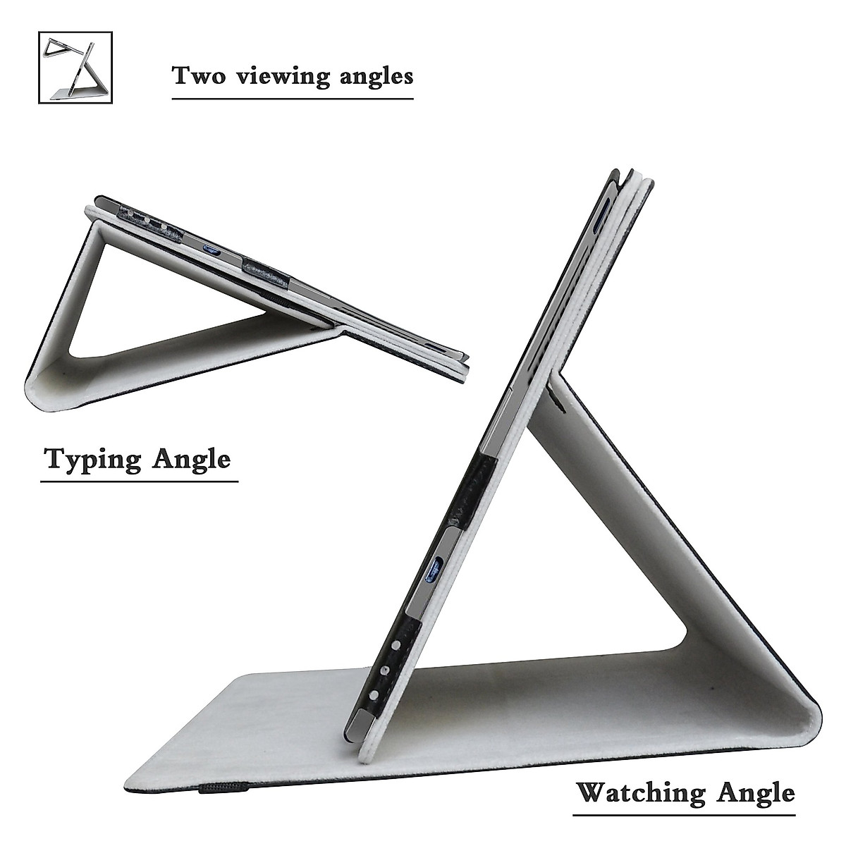 Dell Latitude 5285 Case,Mama Mouth PU Leather Folio Stand Cover for 12.3" Dell Latitude 5285 (12.3 Inch HD IPS Touch) 2in1 Laptop,Black