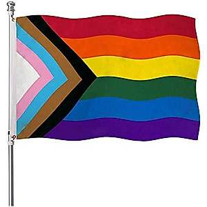 ENMOON Progress Pride Flag Rainbow Vibrant Colors(3’x 5’, Poly,1 Pack) Perfect for Showing Your Pride LGTBQ Community Support