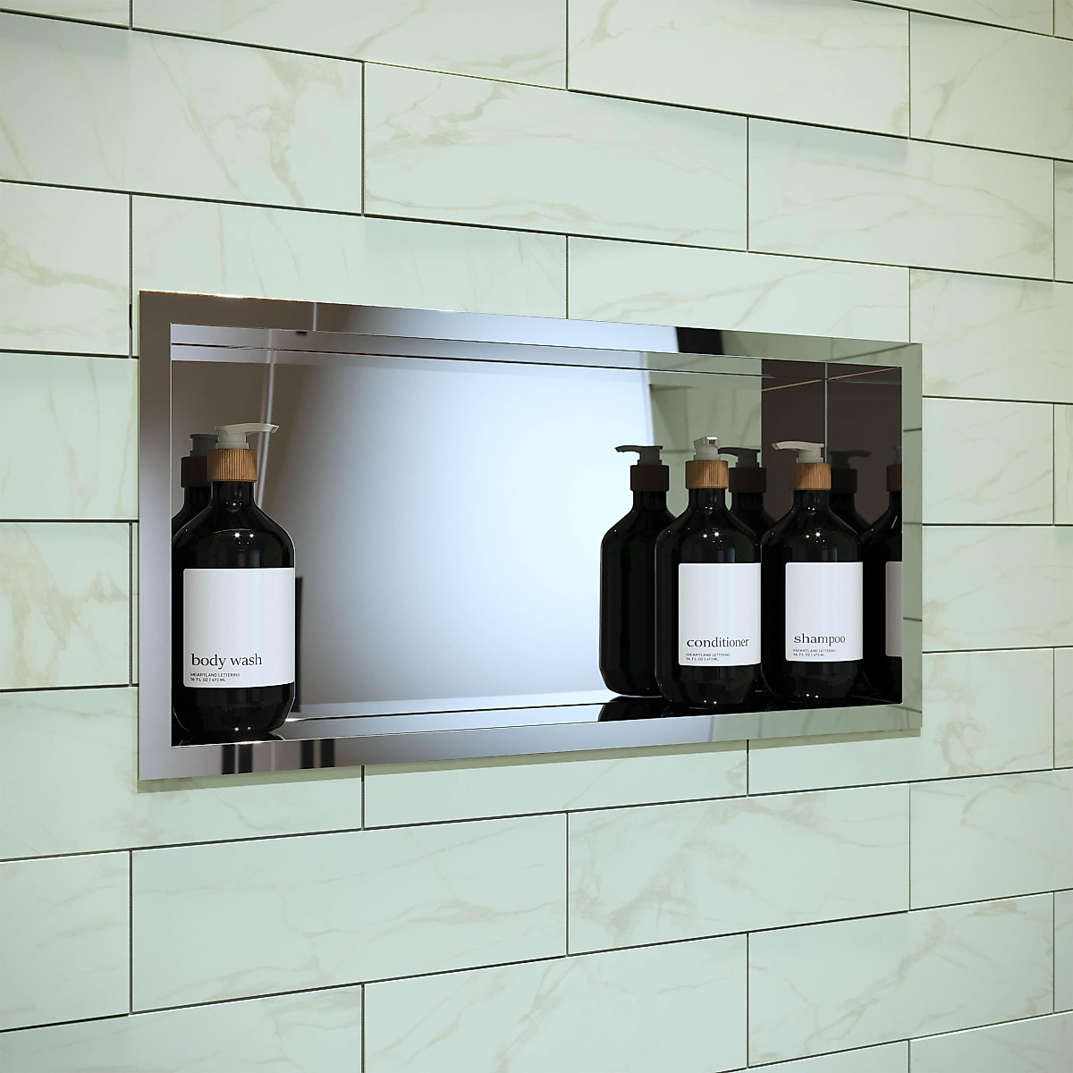 Swiss Madison Well Made Forever Voltaire 12” x 24” Stainless Steel Single Shelf Wall Niche in Polished Chrome