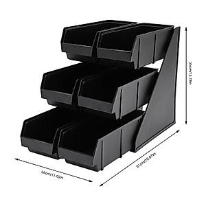 Condiment Serving Container, Self Serve Condiment Bin Stand Set, Plastic Containers Storage Bins for Closet, Kitchen, Office, or Pantry Organization