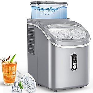 COWSAR Countertop Ice Maker, 30LBS/24H Portable Ice Machine with Top External Water Tank, Self-Cleaning Function, 16 Pcs Ice Cube/13 Mins, Ice Scoop and Basket Perfect for Home, Party, Office, Gray