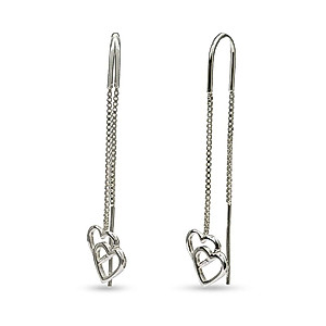 LeCalla 925 Sterling Silver Heart Earrings Jewelry Light-Weight Heart Drop Threader Earring for Women