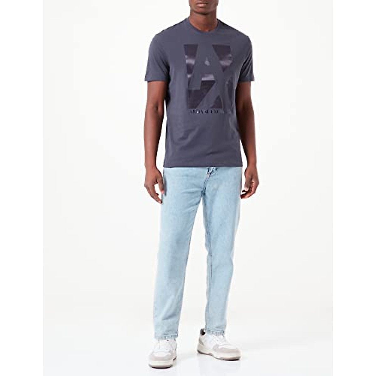 A|X ARMANI EXCHANGE Men's Silky Large Logo T-Shirt, Ebony, L