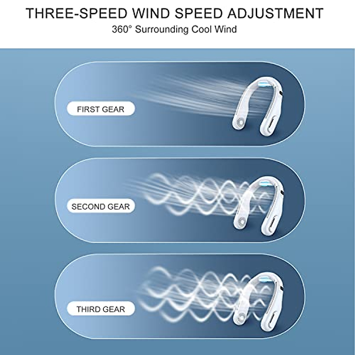 Portable Neck Fan,Hands Free Bladeless Neck Fan Semiconductor Chip Cooling Fan,5200mAh battery capacity,3 Speed Mode,LED Display for Travel,Outdoor,Home