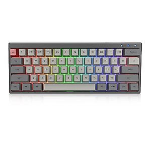 Ractous RTK61BP 60% Wireless Mechanical Gaming Keyboard,RGB Blacklit PBT Sublimation Keycaps 61keys Bluetooth5.1/Wried Gaming Keyboard for PC/Mac Gamers,Hot-Swap Gateron Optical Yellow Switch-Black