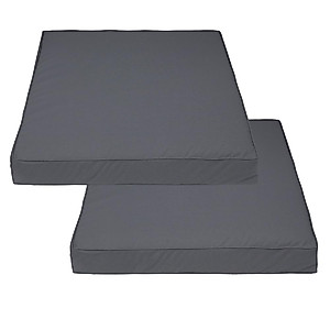 Covers & All Square Outdoor Patio Cushion Covers for Furniture, Armchair, Water, Tear & UV Resistant PU Coated Polyester Slipcover with Zippers (Pack of 2) (32" L x 32" W x 4" Thick, Charcoal Gray)