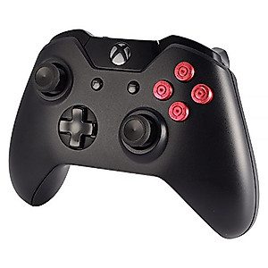 eXtremeRate Red Metal Alumium Alloy Thumbsticks Bullet ABXY Mod Buttons Replacement Parts for Xbox One Xbox One S X Controller