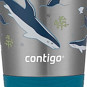 Contigo Kids Spill-Proof Tumbler with Leak-Proof Lid and Straw, 12oz Vacuum-Insulated Stainless Steel BPA-Free Water Bottle, Fits Most Cup Holders & Dishwasher Safe, Gummy/Sharks