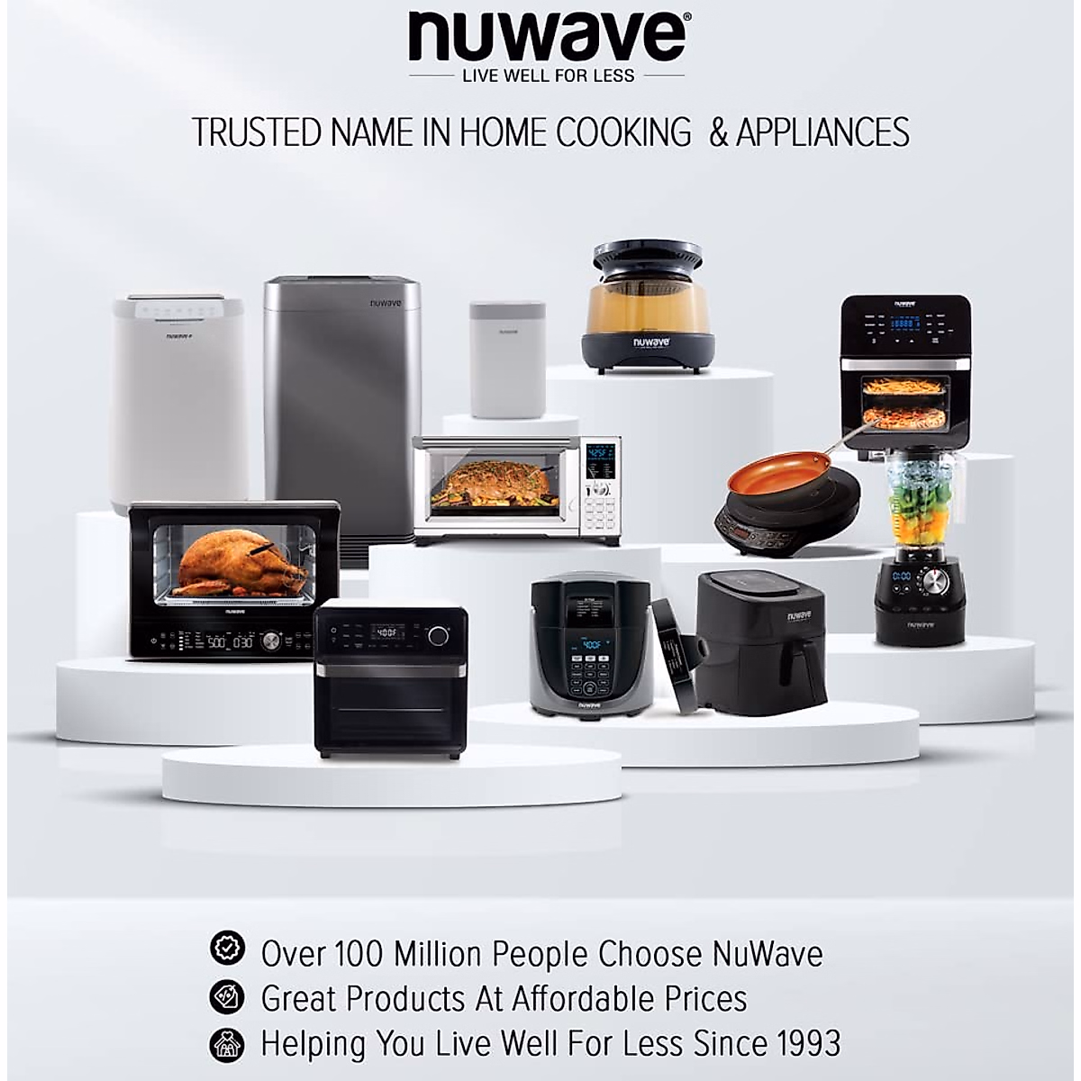NUWAVE Brio 7-in-1 Air Fryer Oven, 7.25-Quart with One-Touch Digital Controls, Non-Stick Air Circulation Riser & Reversible Rack Included