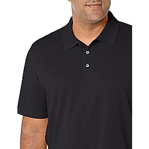 Amazon Essentials Men's Golf Polo Shirt, Quick Dry, Short Sleeve, Black, Large
