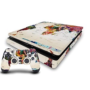Head Case Designs Officially Licensed Mark Ashkenazi Map Of The World Art Mix Matte Vinyl Sticker Gaming Skin Case Cover Compatible With Sony PlayStation 4 PS4 Slim Console and DualShock 4 Controller
