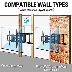 Mounting Dream UL Listed TV Wall Mount for Most 42-84 Inch LED LCD OLED TV,Full Motion TV Mount TV Bracket with Articulating Arms, Max VESA 600x400mm, Up to 100LBS, Fits 16", 18", 24" Studs