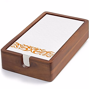 Acacia Guest Towel Napkin Holder 10x6", Paper Hand Towels Tray Holds Paper & Cloth Linen Napkin on Table, Kitchen Counter, Bathroom - Durable, Natural, Dark Stained Organizer for Party, Wedding, Event