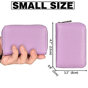 Easyoulife Genuine Leather Credit Card Holder Zipper Wallet With 26 Card Slots (Light Purple)