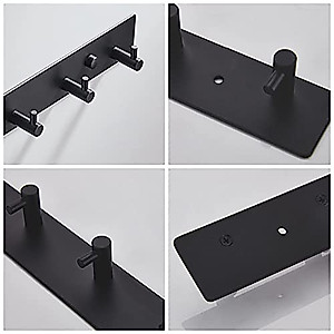 Black Coat Rack Wall Mounted - with 4 Hanging Hooks Stainless Steel Heavy Duty Modern Design Hanger Coat Hook Towel Hook, Bedroom Bathroom Kitchen Entryway Storage Wall Organizer for Hat Key Robes