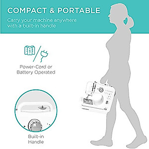 Best Choice Products Compact Sewing Machine, 42-Piece Beginners Kit, Multifunctional Portable 6V for Beginner w/ 12 Stitch Patterns, Light, Foot Pedal, Storage Drawer - Gray/White