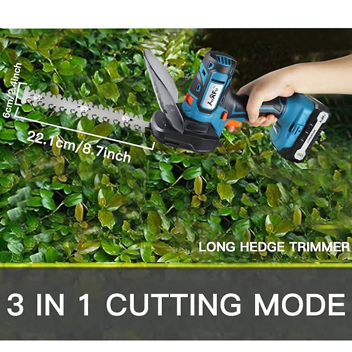 KuAFu 20V Power Tool Combo Kit-Cordless Power Hedge Trimmer and Chain Saw with Security Lock for Wood Cutting Tree Trimming,2.0AH Battery and Charger
