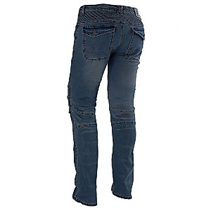 Motorcycle Riding Jeans Armor Racing Cycling Pants with 4 Knee Hip Protective Pads (XL=34, Blue)