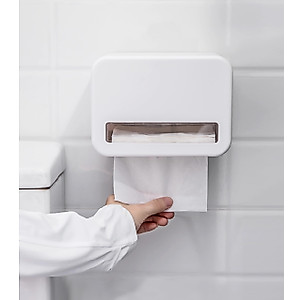 Waterproof Toilet Paper Holder Adhesive Wall Mount - No Drilling Enclosed Dustproof/Pet Proof Toilet Tissue Holder TP Roll Dispenser with Cover for RV, Car Travel Trailer, Boat