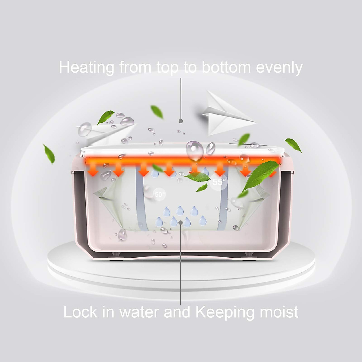 Wipe Warmer Baby Wet Wipes Dispenser : High Capacity LED Display Silent Heating - Wipes Diaper Warmer with Adapter for Baby Infant