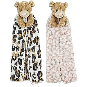 Mud Pie Children's Leopard Bear Lovey Blanket, Brown 21" x 16"