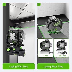 Huepar 16 Lines Self-Leveling Laser Level 4 x 360 Cross Line Laser with LCD Screen, 4D Bluetooth Green Beam Tiling Floor Laser Tool -360 Horizontal/Vertical Laser -Remote Control&Hard Carry Case S04CG