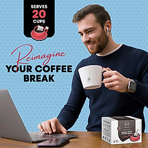 Mondo Single Serve Coffee Bags (20 Cups) Variety Pack - Organic, Medium Roast - Disposable, Portable Coffee Filters for Camping and Travel, Sampler Box of 5 Ground Coffee Flavors