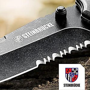 Steinbrucke Tactical Knife Pocket Knife Folding Stainless Steel 8Cr13Mov 3.4'' Blade, with Reversible Clip - Good Gift for Hunting Camping Survival Outdoor and Everyday Carry